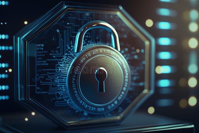 Cyber Security Concept and Digital Data Protection with a Locker in a ...