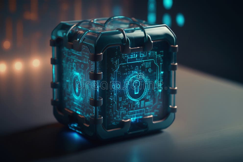 Cyber Security Concept and Digital Data Protection with a Locker in a ...