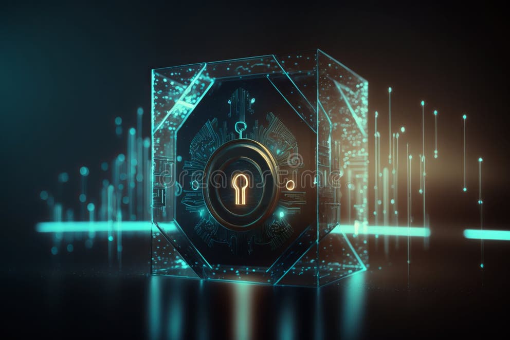 Cyber Security Concept and Digital Data Protection with a Locker in a ...