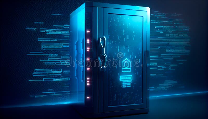 Cyber Security Concept and Digital Data Protection with a Locker in a ...