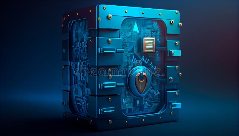Cyber Security Concept and Digital Data Protection with a Locker in a ...