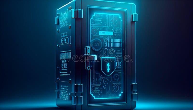 Cyber Security Concept and Digital Data Protection with a Locker in a ...