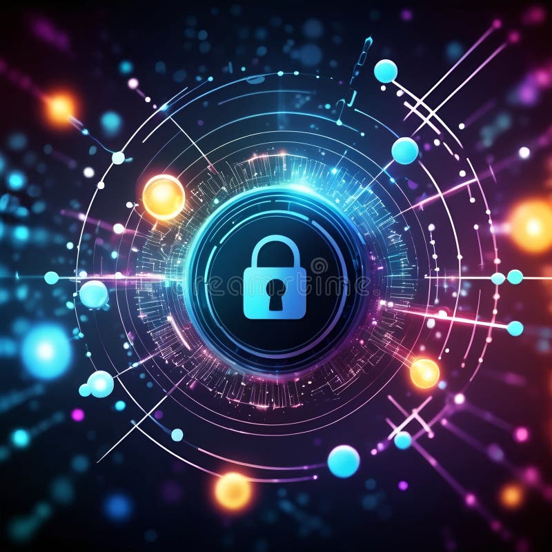 Cyber Security Concept. Digital Illustration Background with Vibrant ...