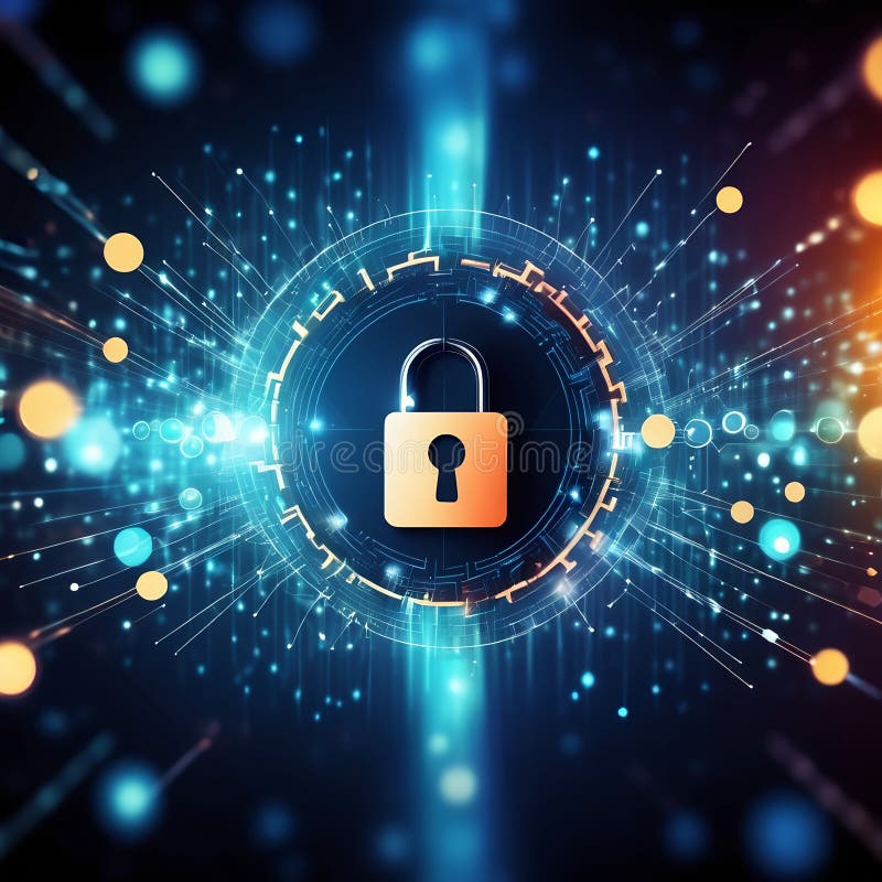 Cyber Security Concept. Digital Illustration with Vibrant Colors and ...