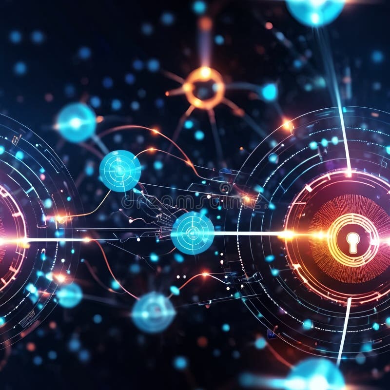 Cyber Security Concept. Digital Illustration with Vibrant Colors and ...