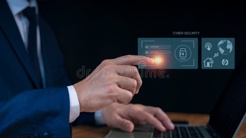 Cyber Security Concept: Digital Lock on Laptop Screen with User Login ...