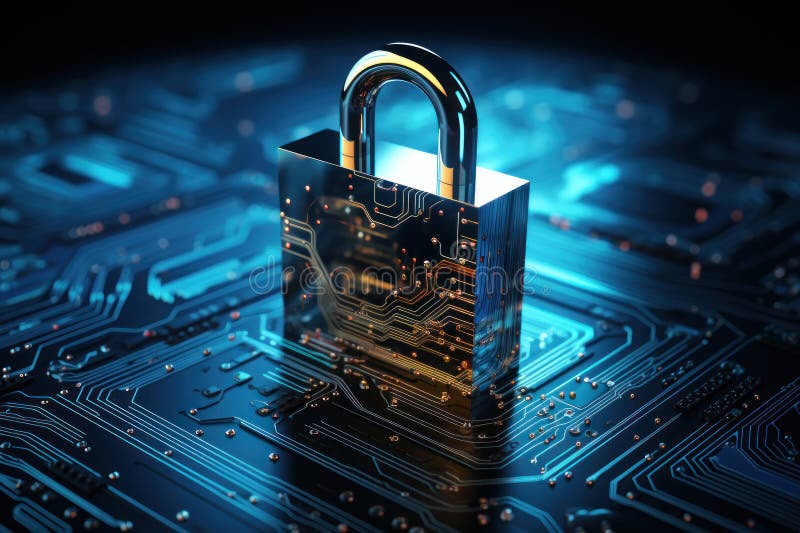 Cyber Security Concept. Digital Padlock for Computing System ...