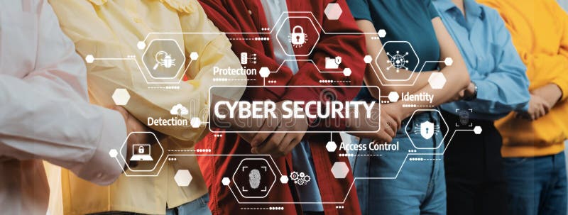 Cyber Security Concept with Diverse Group Collaborating on Protection ...