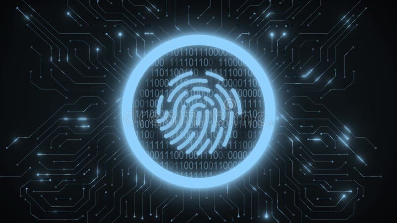 Cyber Security Concept Fingerprint Running Binary Code Circuit Grid Stock Video Video Of