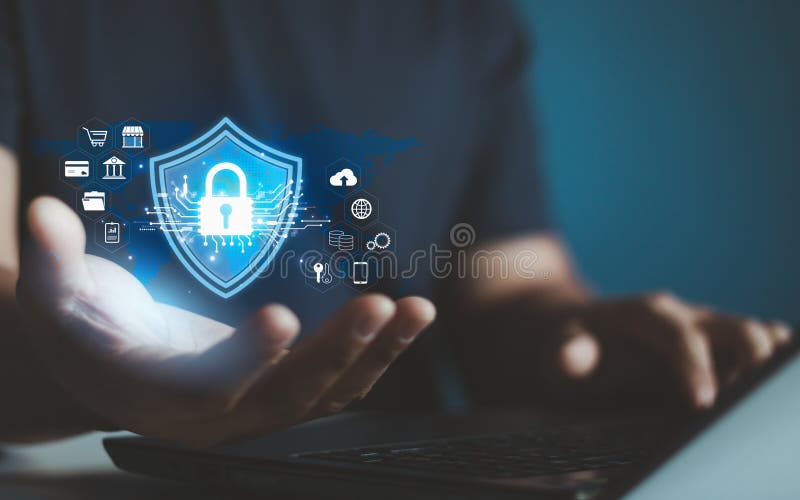 Cyber Security Concept. Global Network Security Technology Protects ...