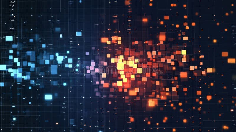 Cyber Security Concept with Glowing Squares Representing Data Flow ...