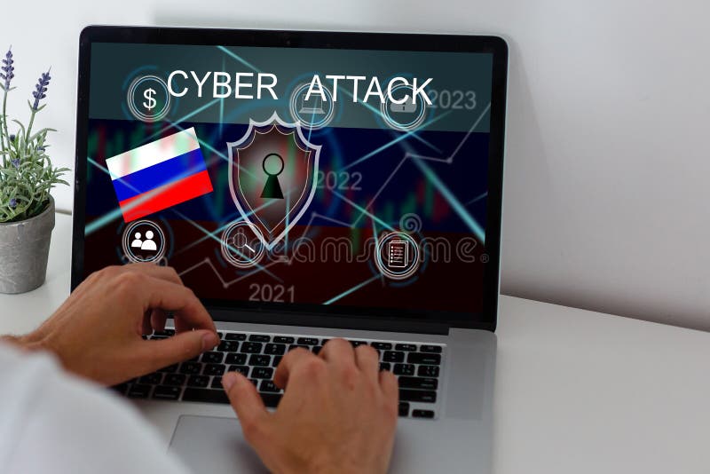 Cyber Security Concept Icons with Russian Flag Stock Photo - Image of ...