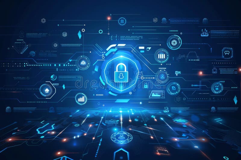 Cyber Security Concept with Innovative Elements. Stock Illustration ...