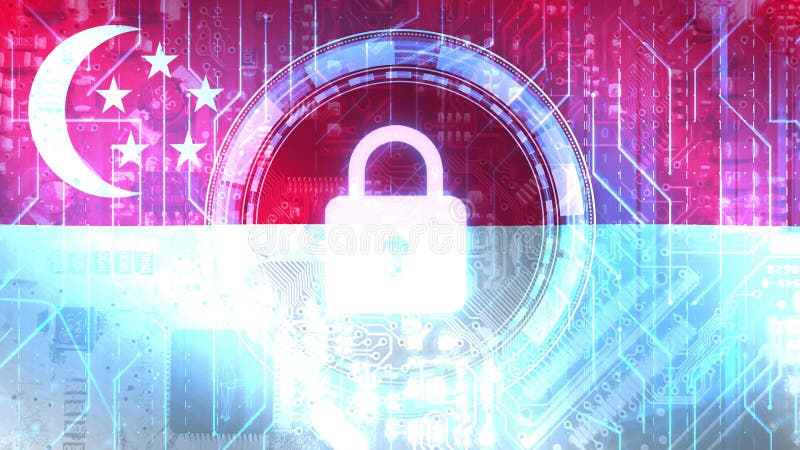 Cyber Security Concept 4k Animation with Glowing Lock and Waving Flag ...