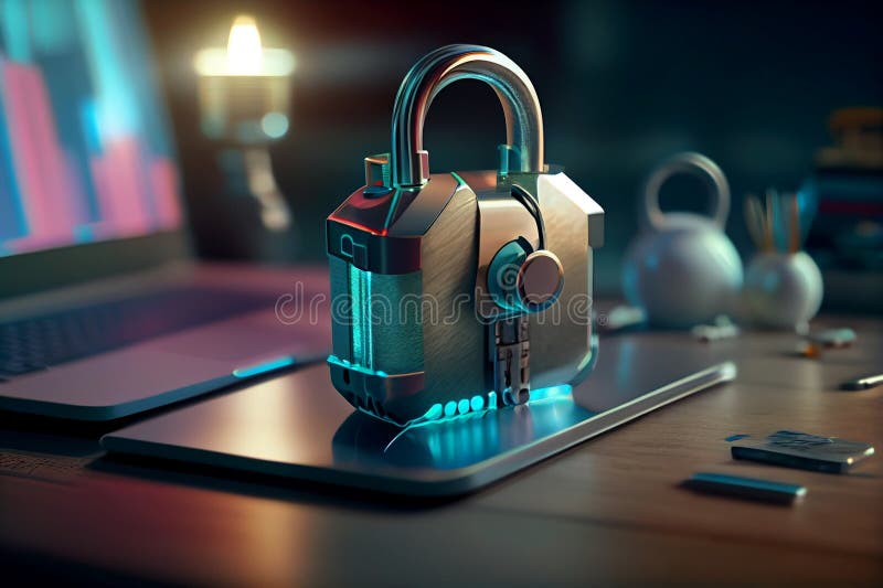 Cyber Security Concept. Laptop and Padlock.generative Ai Stock ... Cyber Security Concept. Laptop and Padlock.generative Ai Stock ...