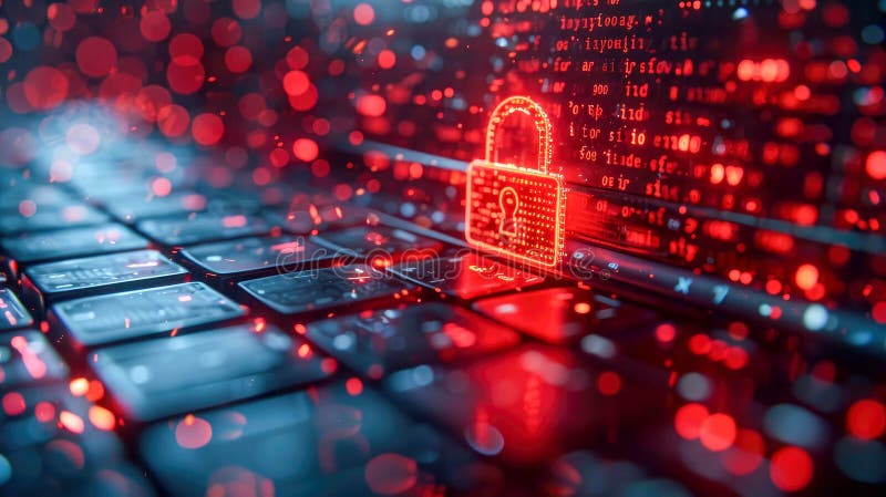 Cyber Security Concept. Laptop with Padlock on Screen Stock ...