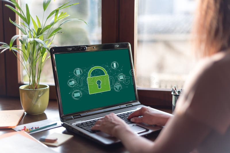 Cyber Security Concept on a Laptop Screen Stock Image - Image of data ...
