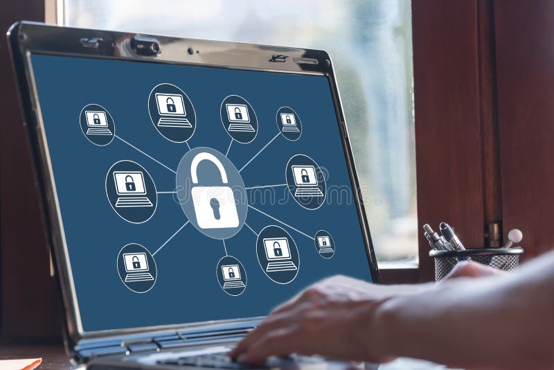 Cyber Security Concept on a Laptop Screen Stock Photo - Image of ...