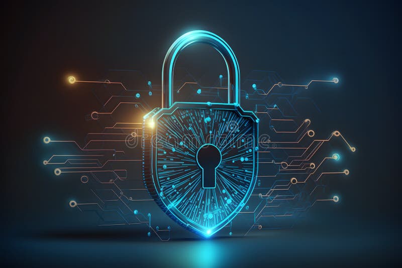 Cyber Security Concept. Lock Symbol Created with Generative AI ...