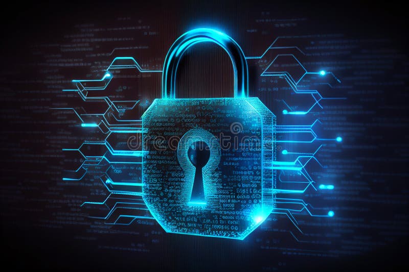 Cyber Security Concept. Lock Symbol and Protection of Private ...