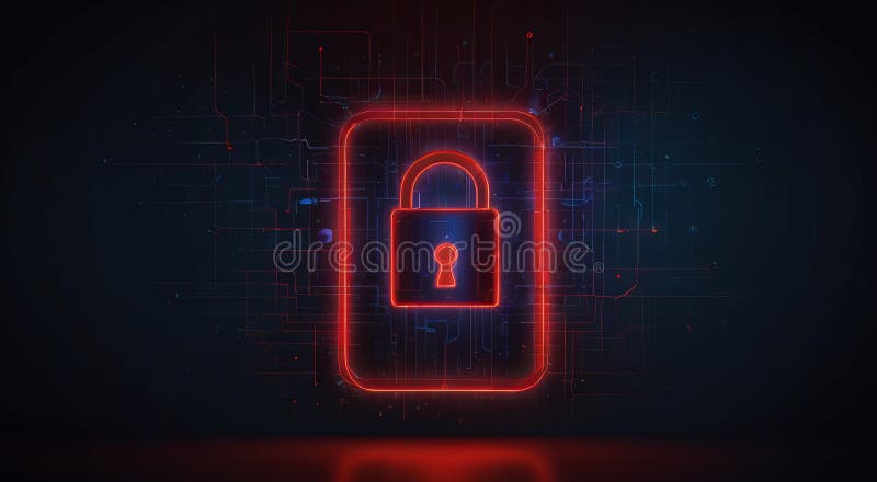 Cyber Security Concept. Padlock on Circuit Board Stock Illustration ...