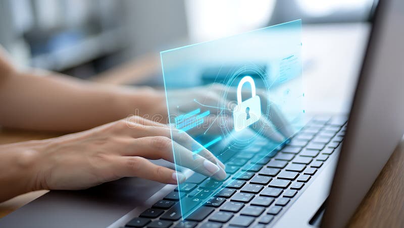 Cyber Security Concept with Padlock on Laptop Protecting Digital Data ...