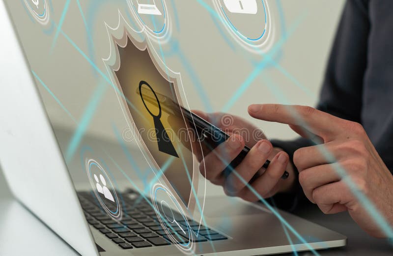 Cyber Security Concept, Person Hand Touching Cyber Security Icon on ... Cyber Security Concept, Person Hand Touching Cyber Security Icon on ...