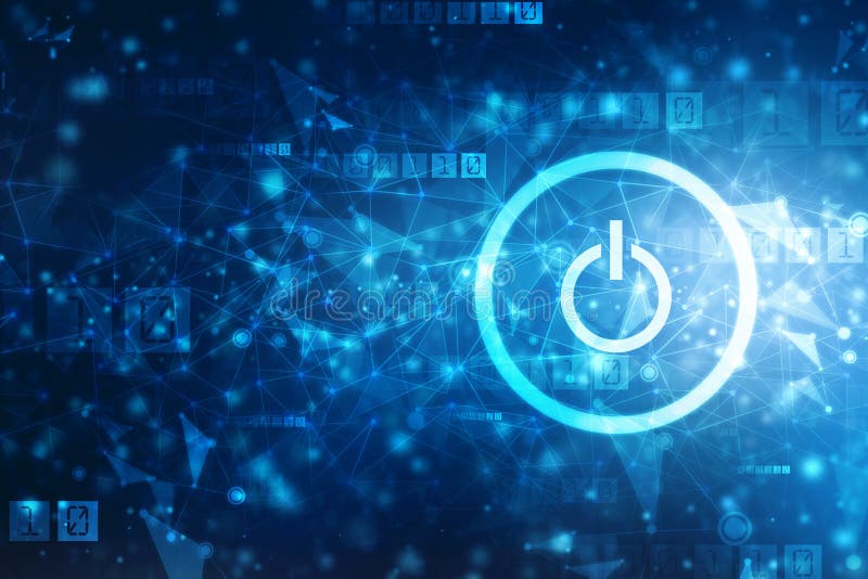 Power Button in Digital Background Stock Illustration - Illustration of ...