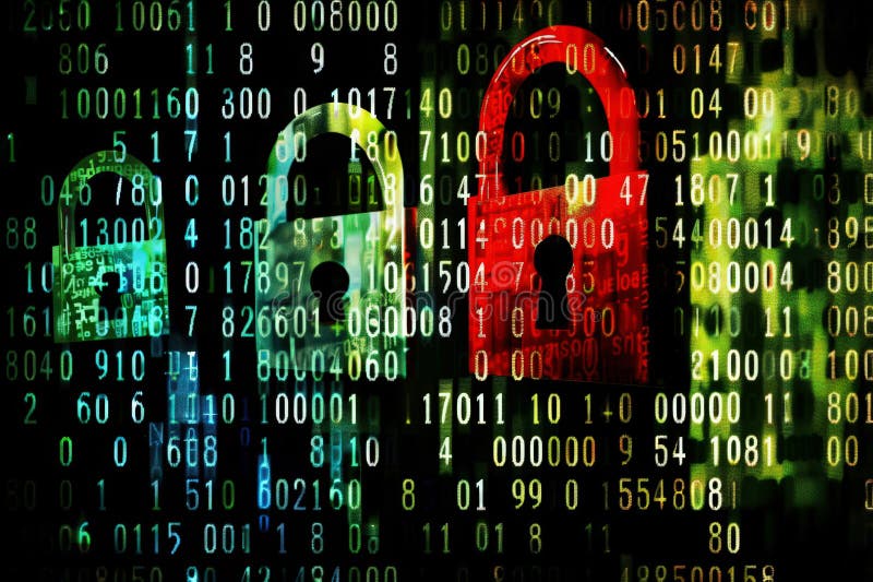 Cyber Security Concept. Red Digital Padlock. Digital Data Safety and ...