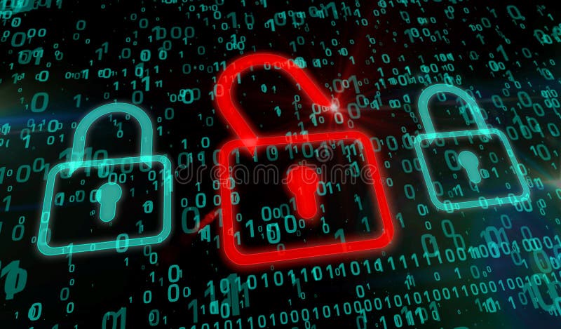 Cyber Security - Red Padlock Stock Image - Image of abstract, code ...