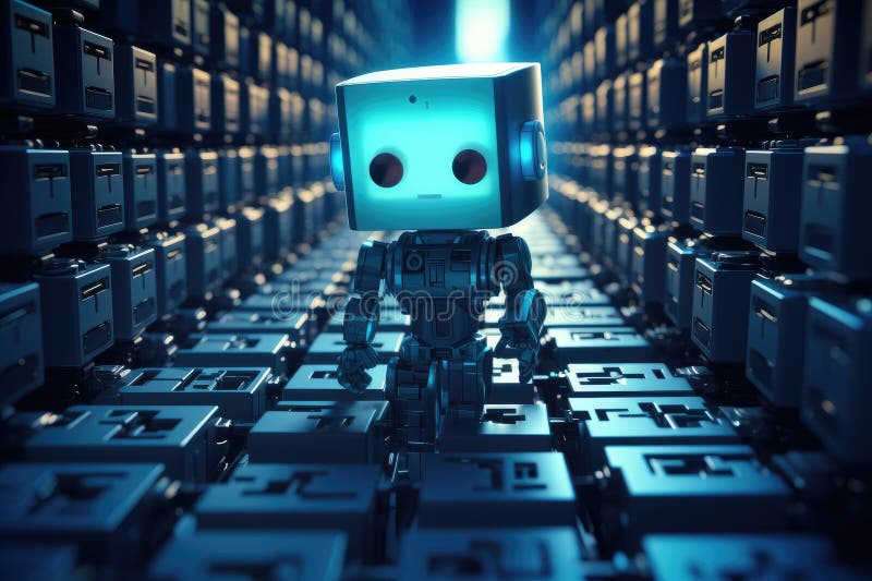 Cyber Security Concept. Robot Working and Protection at Data Center ...