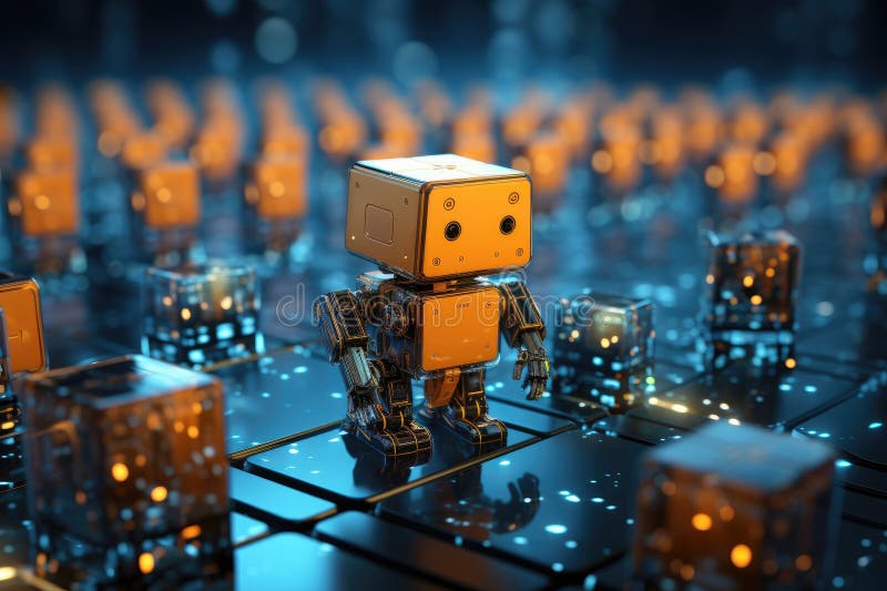 Cyber Security Concept. Robot Working and Protection at Data Center ...