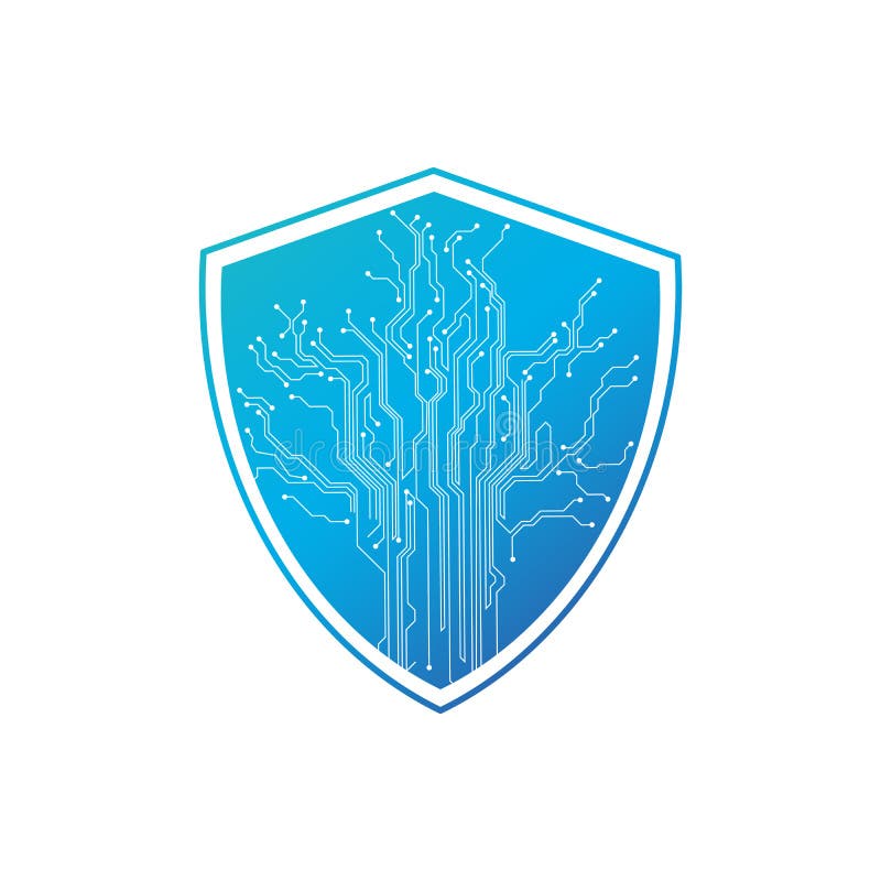 Cyber Security Concept, Shield on Circuit Board Digital Lines. Vector ...