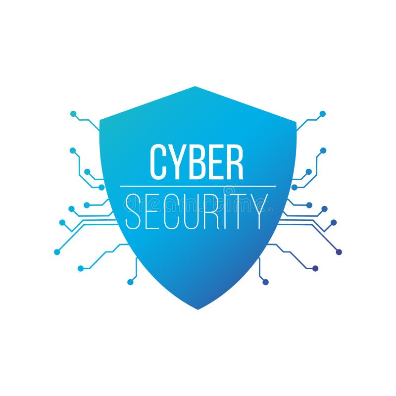 Cyber Security Concept, Shield on Circuit Board Digital Lines. Vector ...