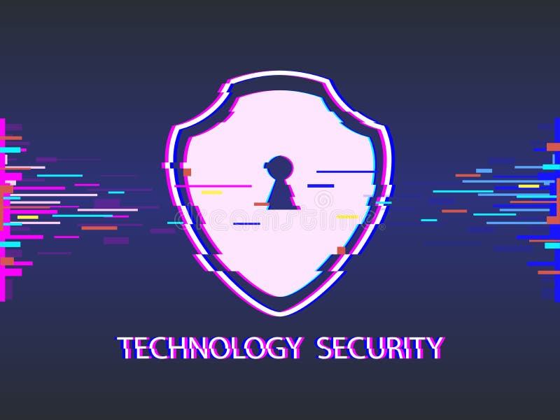 Cyber Security Concept: Lock, Glitch Design. Illustration Stock ...