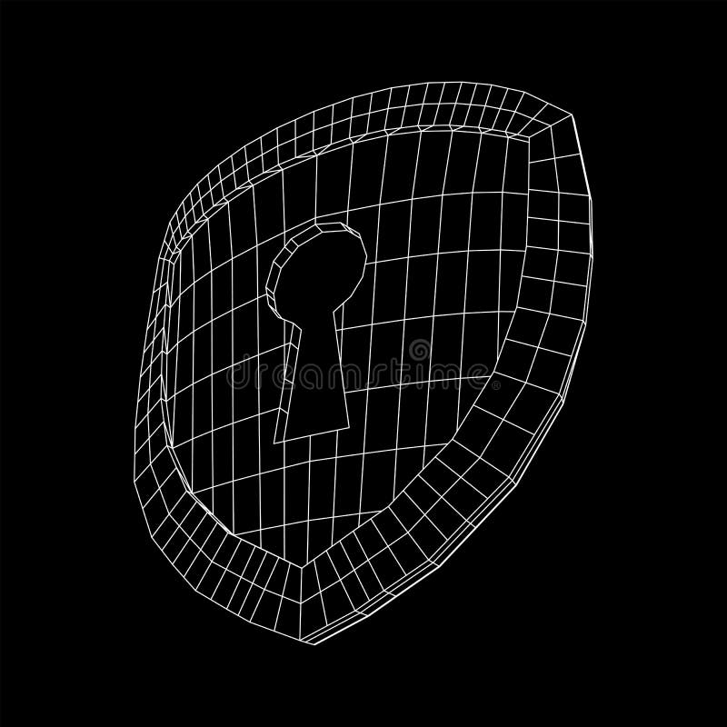 Cyber Security Concept. Shield with Keyhole Composed of Polygons Stock ...