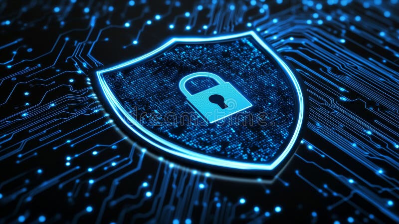 Cyber Security Concept, Shield Lock on Digital Screen, Internet ...