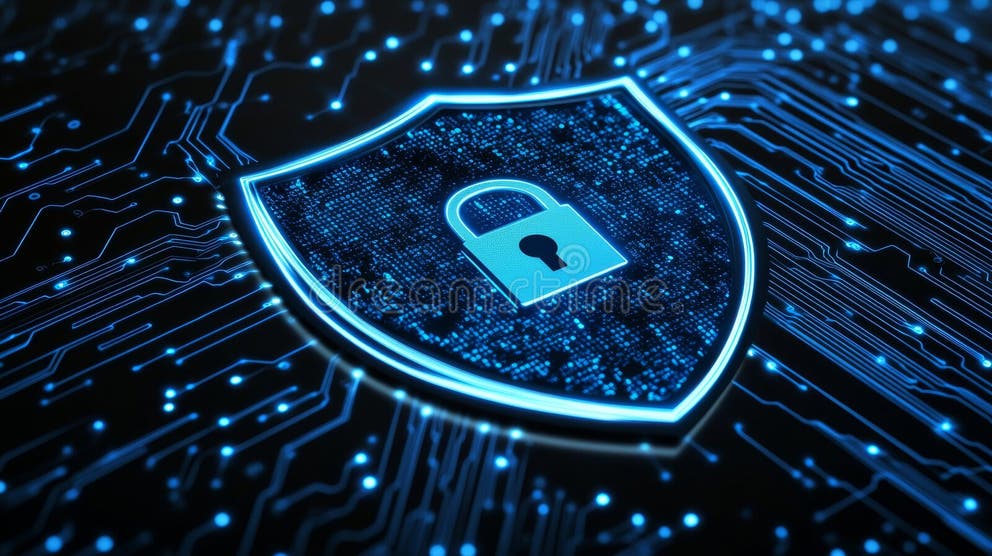 Cyber Security Concept, Shield Lock on Digital Screen, Internet ...