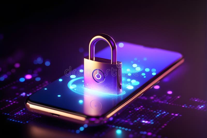 Cyber Security Concept. Smartphone with Closed Padlock on the Screen ...