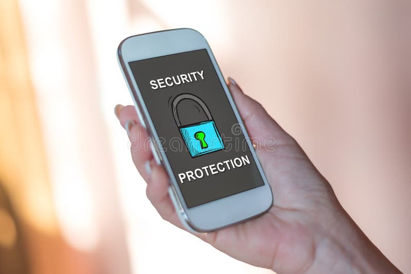 Cyber Security Concept on a Smartphone Stock Image - Image of safety ...