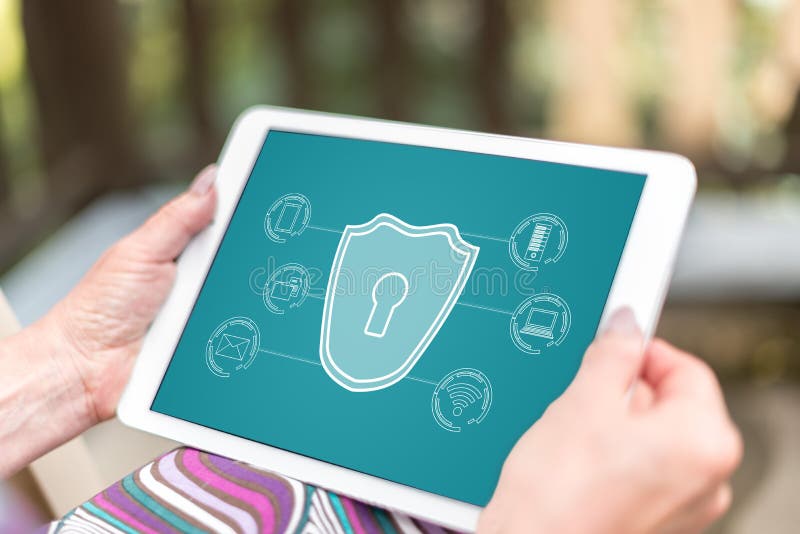 Cyber Security Concept on a Tablet Stock Photo - Image of secure ...