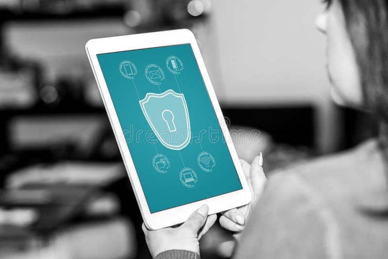 Cyber Security Concept on a Tablet Stock Image - Image of security ...