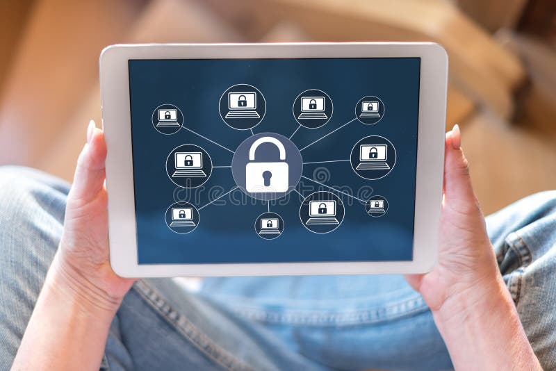 Cyber Security Concept on a Tablet Stock Image - Image of hacking ...