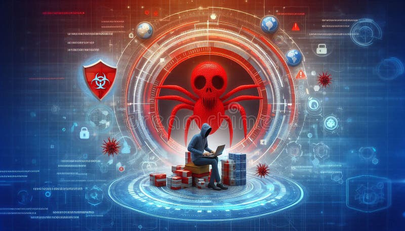 Cyber Security Concept with Virus and Malware Imagery Stock ...