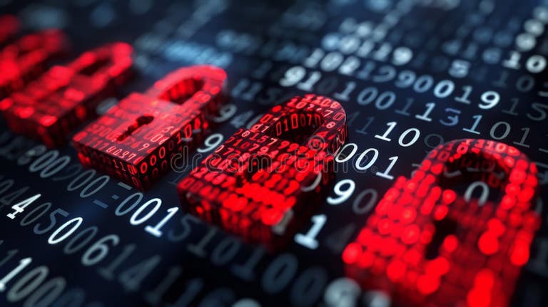 Cyber Security Concepts with Digital Locks and Binary Code in Data Protection Stock Photo ...