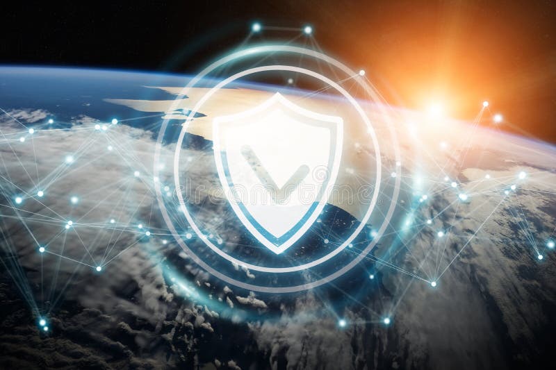Cyber Security on Planet Earth 3D Rendering Stock Illustration ...