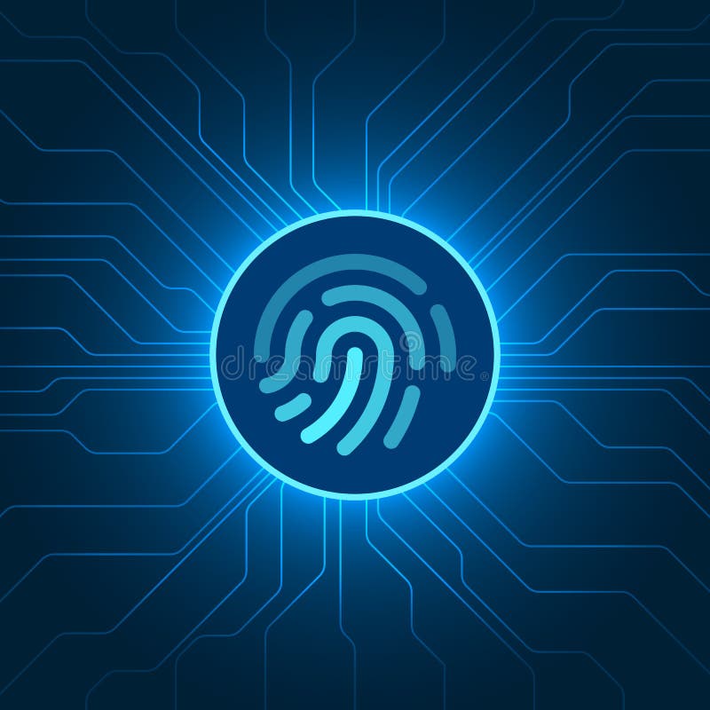 Fingerprint on Circuit Technology Background. Stock Vector ...
