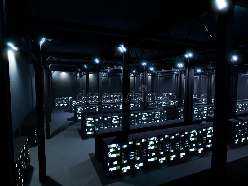Cyber Security Data Center with Hardware Cabinets Stock Illustration ...