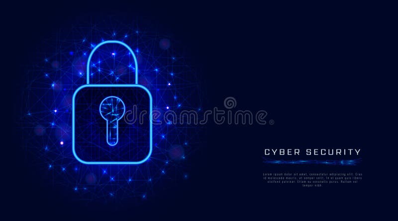 Cyber Security and Data Protection Banner Template with Lock Symbol on ...