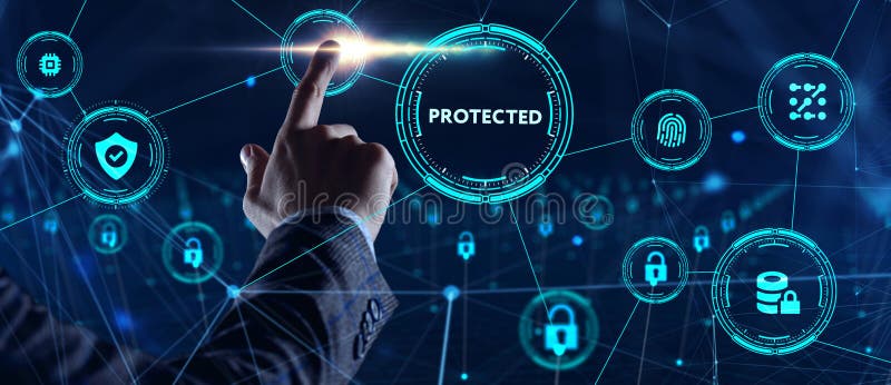 Cyber Security Data Protection Business Technology Privacy Concept. Young Businessman Select the ...